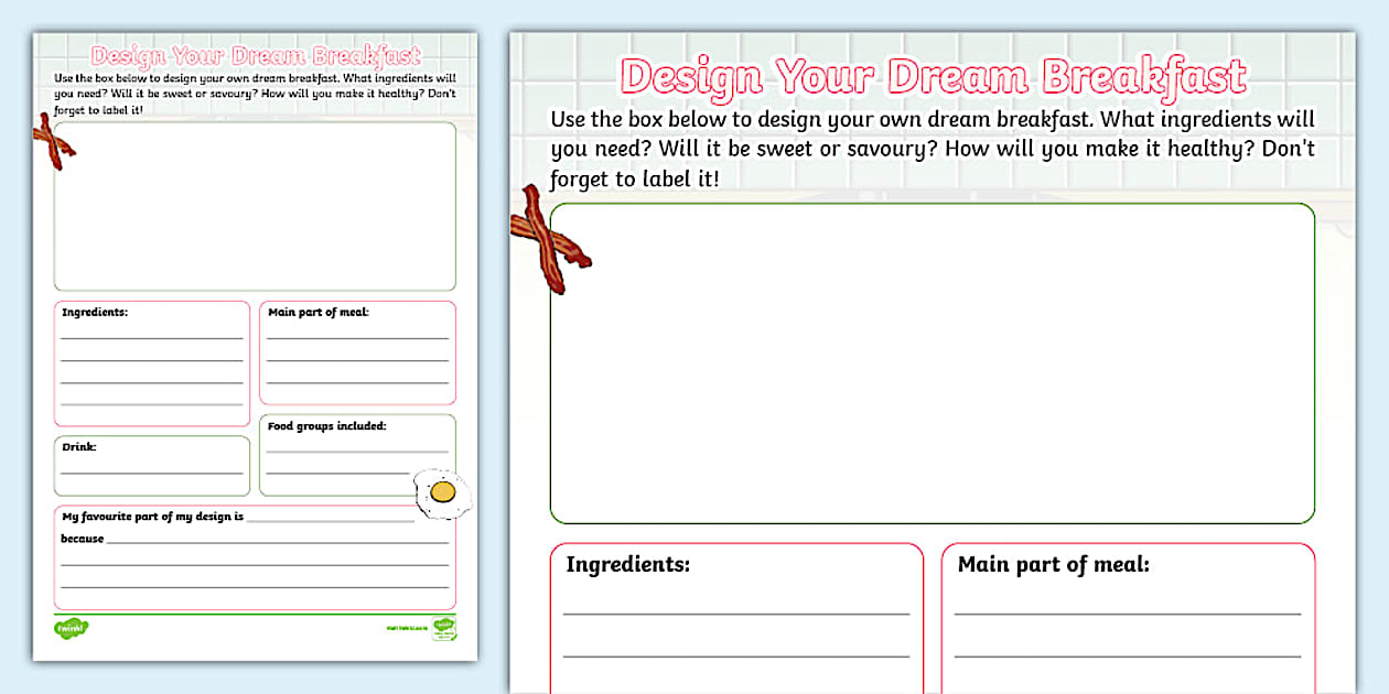 Design Your Dream Breakfast Worksheet - Twinkl