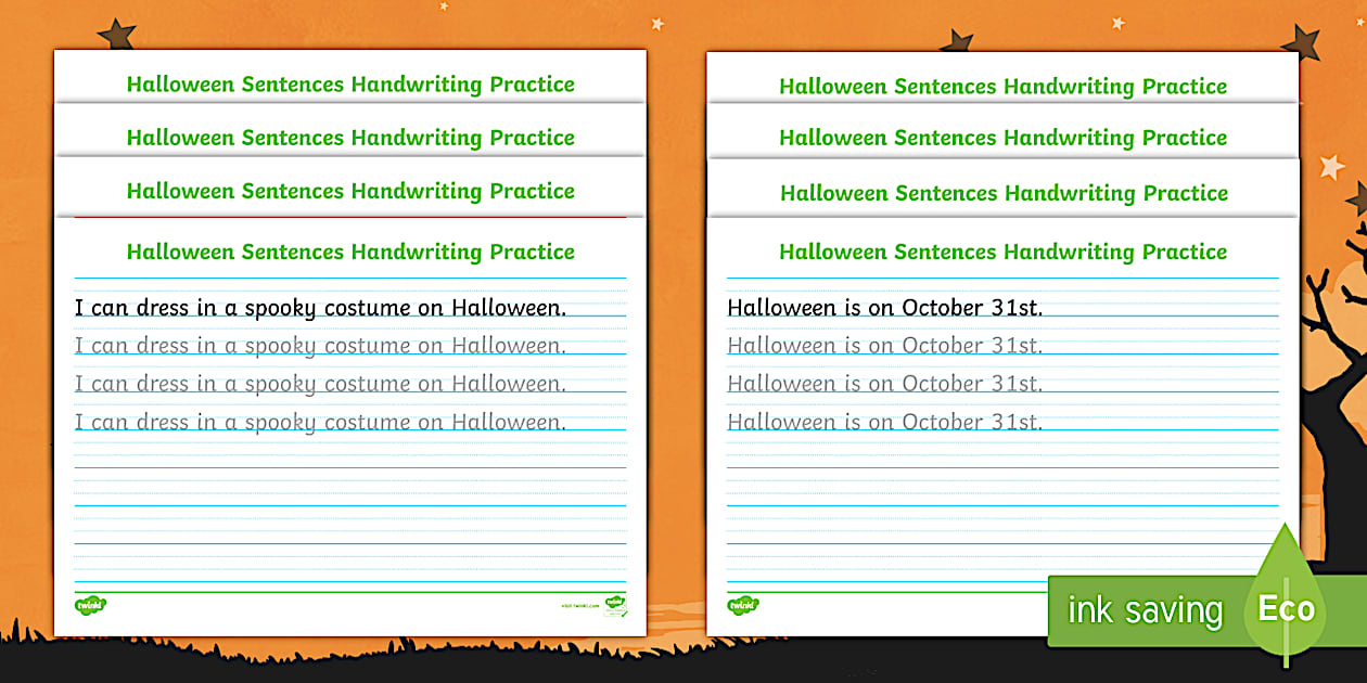 VIC Year 2 Halloween Handwriting Practice Worksheet - Twinkl