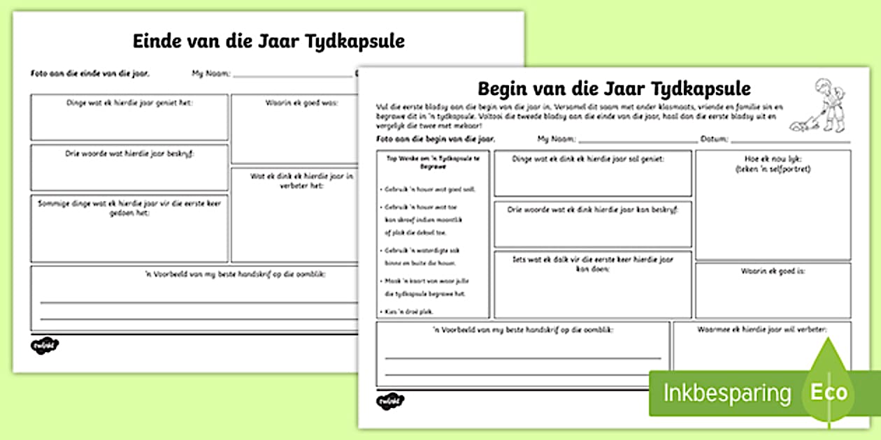 Terug Skool Toe Tydkapsule Aktiwiteit - Twinkl