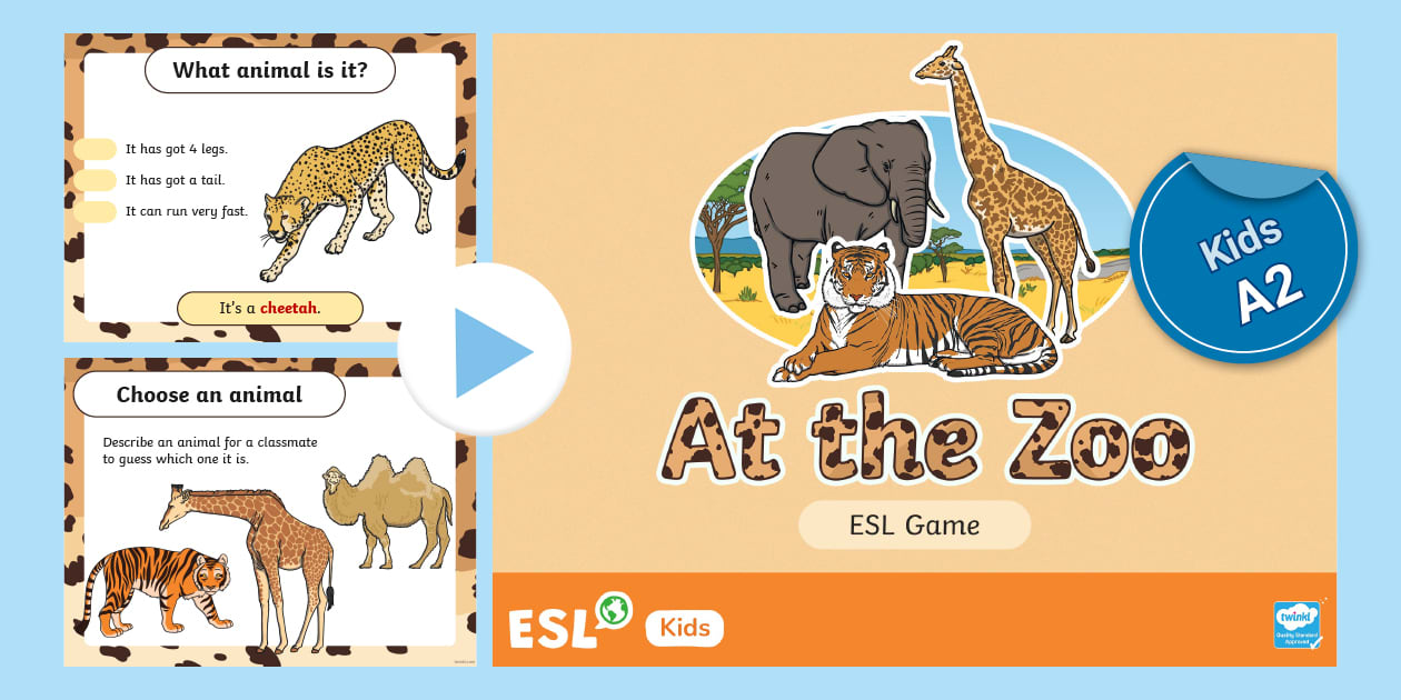 Zoo Animals Game [Children, A2] (teacher made) - Twinkl