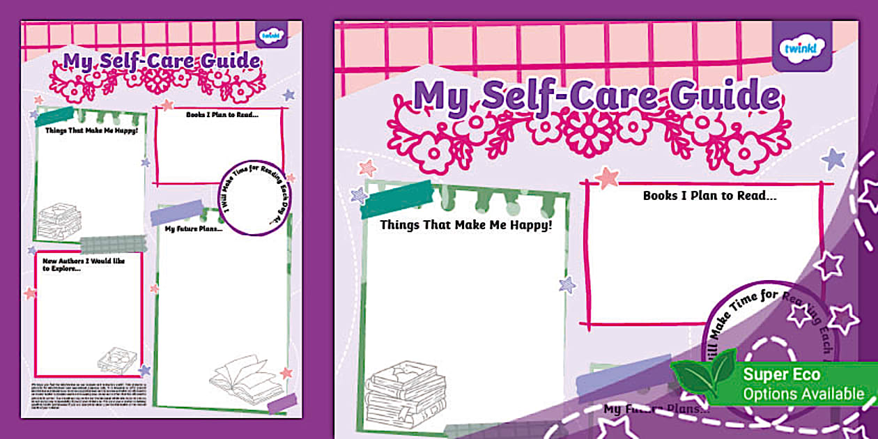 Reading-Themed Self-Care Journal Page (teacher made)