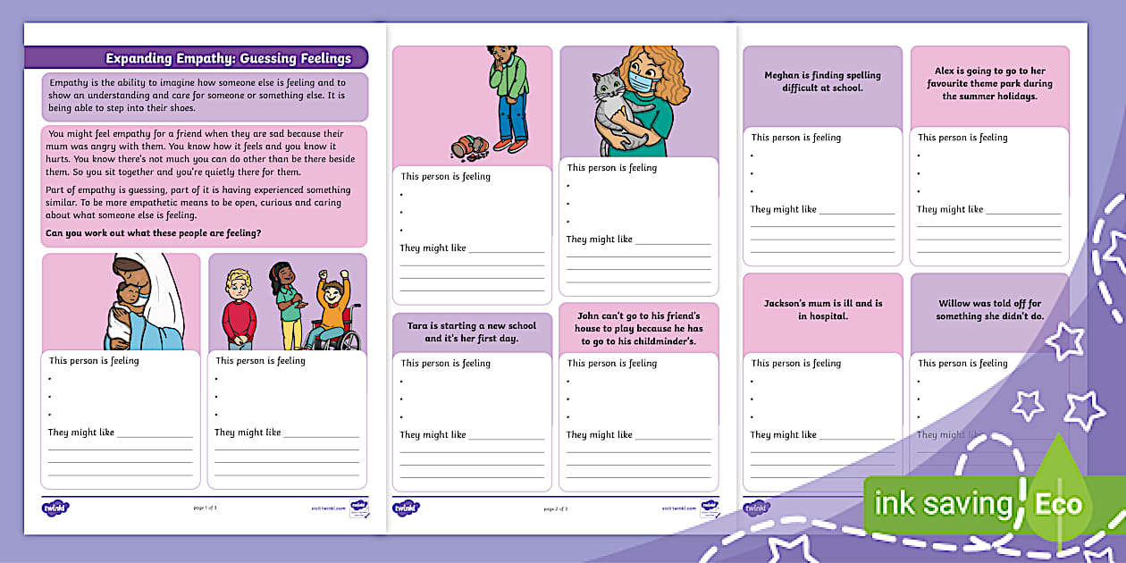 Expanding Empathy: Guessing Feelings Activity Sheet - Twinkl