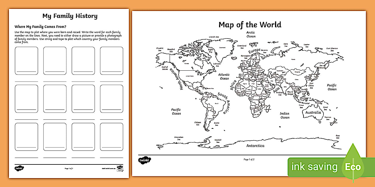 Where My Family Is From Worksheet - Year 1 History - Twinkl