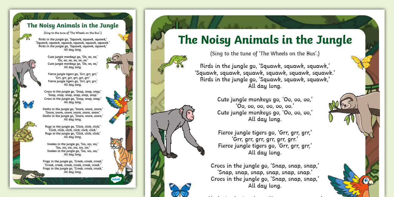 The Noisy Animals in the Jungle Song (teacher made) - Twinkl