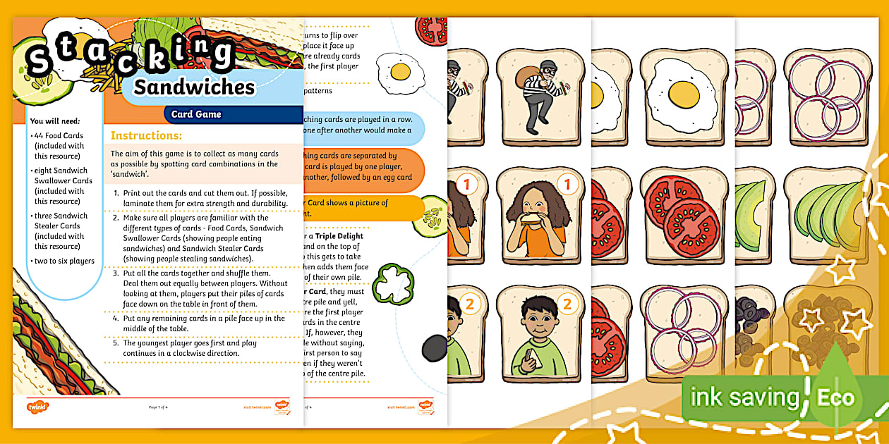 Stacking Sandwiches Card Game (teacher made) - Twinkl