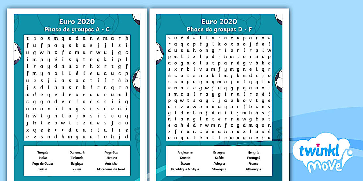 👉 Euro 2020: French Word Search Group Stages - Twinkl
