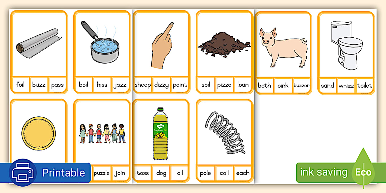 Grade 2 Phonics: -oi Sound Peg Cards