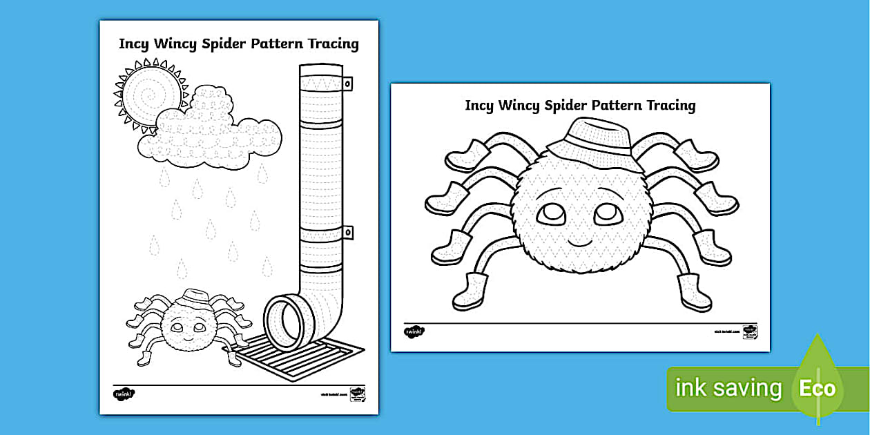 Incy Wincy Spider Pattern Tracing Activity - Twinkl