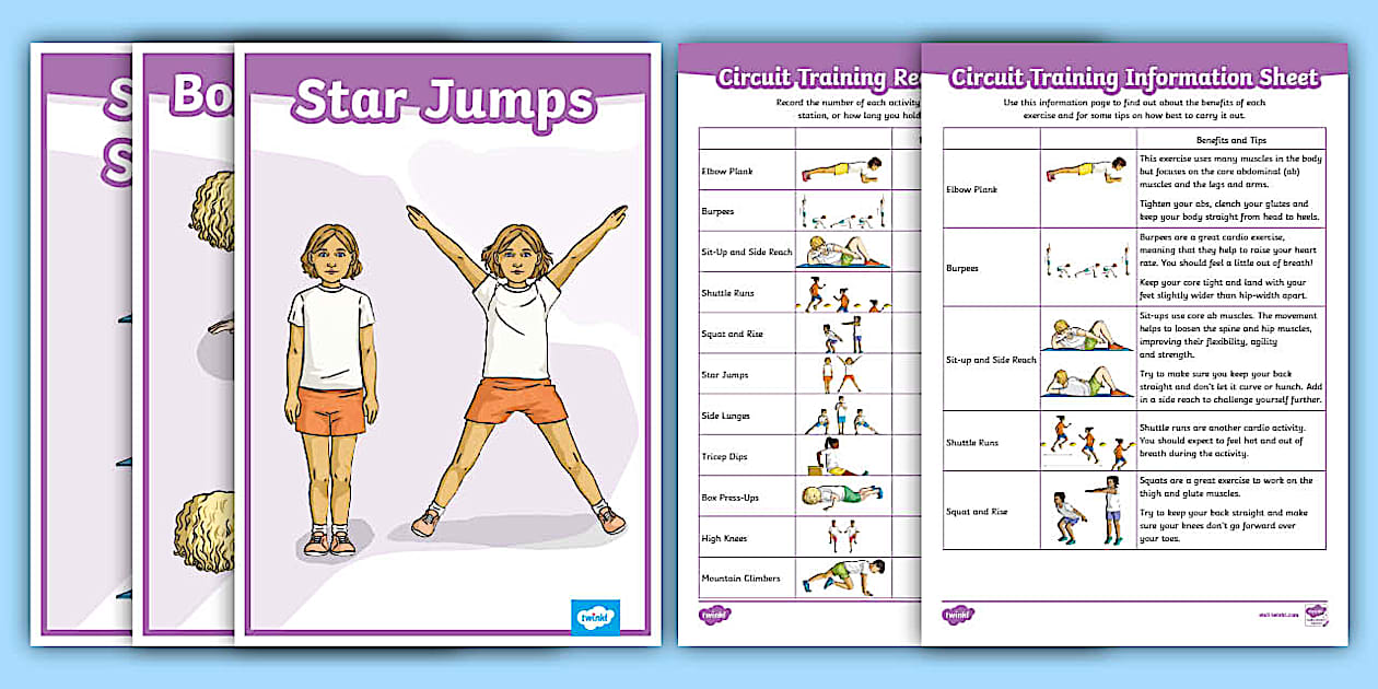 Circuit Training Station Cards Pack (teacher made) - Twinkl