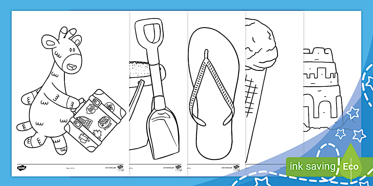 Seaside Colouring Pages (teacher made) - Twinkl