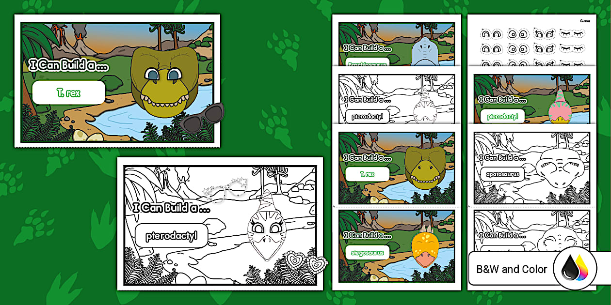 Early Childhood Build a Dinosaur Busy Bag Worksheet - Twinkl