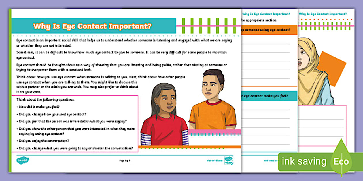 Why Is Eye Contact Important? - Social Skills (teacher made)