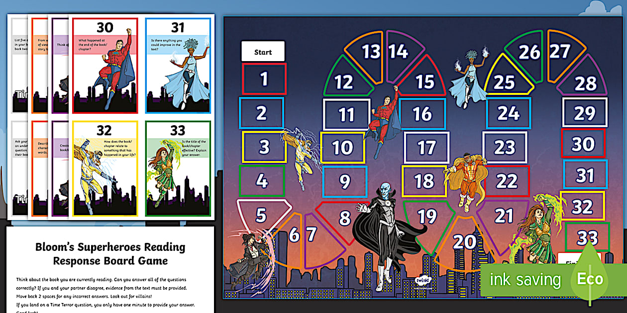Bloom's Superheroes Reading Response Board Game - Twinkl