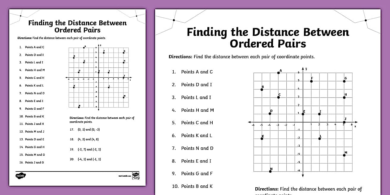 Sixth Grade Finding the Distance Between Ordered Pairs