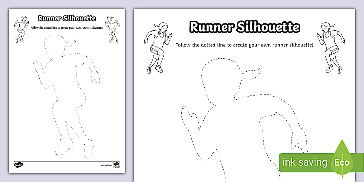 Running Silhouette Drawing Activity (teacher made) - Twinkl