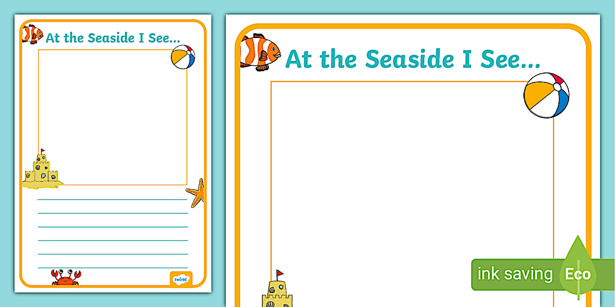 At the Seaside I See Writing Frame - Seaside Activity Sheet