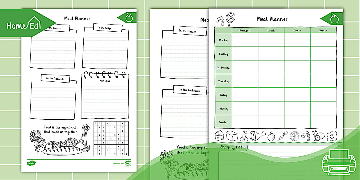 Home Educators | Meal Planner | Teacher Planner - Twinkl