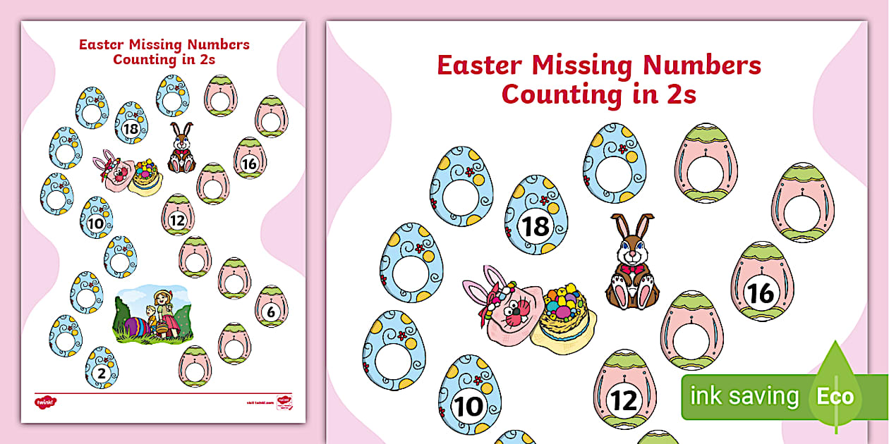 👉 Easter Missing Numbers Counting in 2s Activity - Twinkl