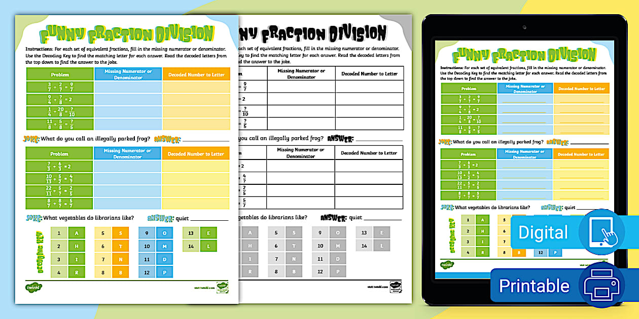 Find the Missing Numerator or Denominator Worksheet | Twinkl