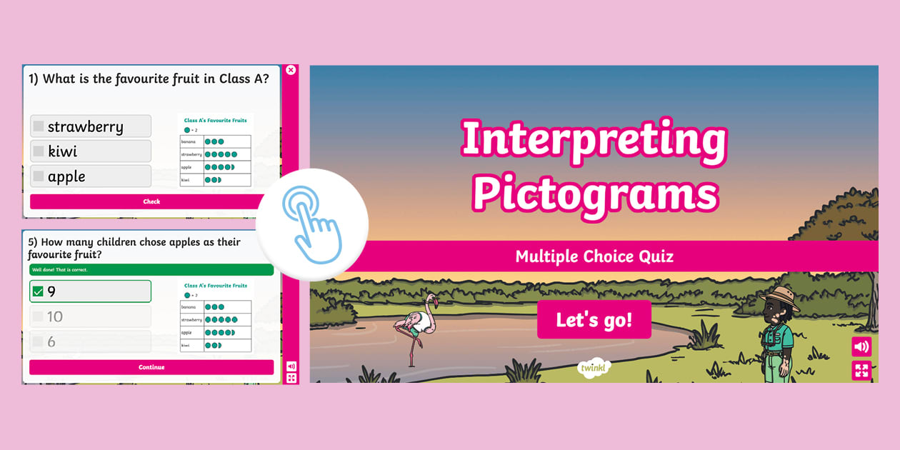 👉 Interpreting Pictograms KS1 Maths Multiple Choice Quiz