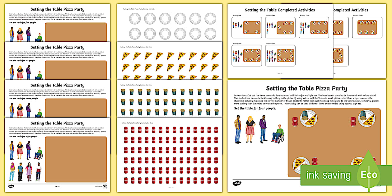 Editable Workstation Pack: Setting the Table Pizza Party Activity Pack