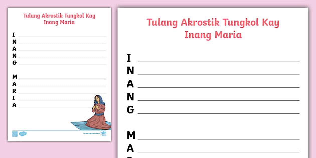 Tula Para Sa Birheng Maria (Poem for Mama Mary Acrostic Template ...