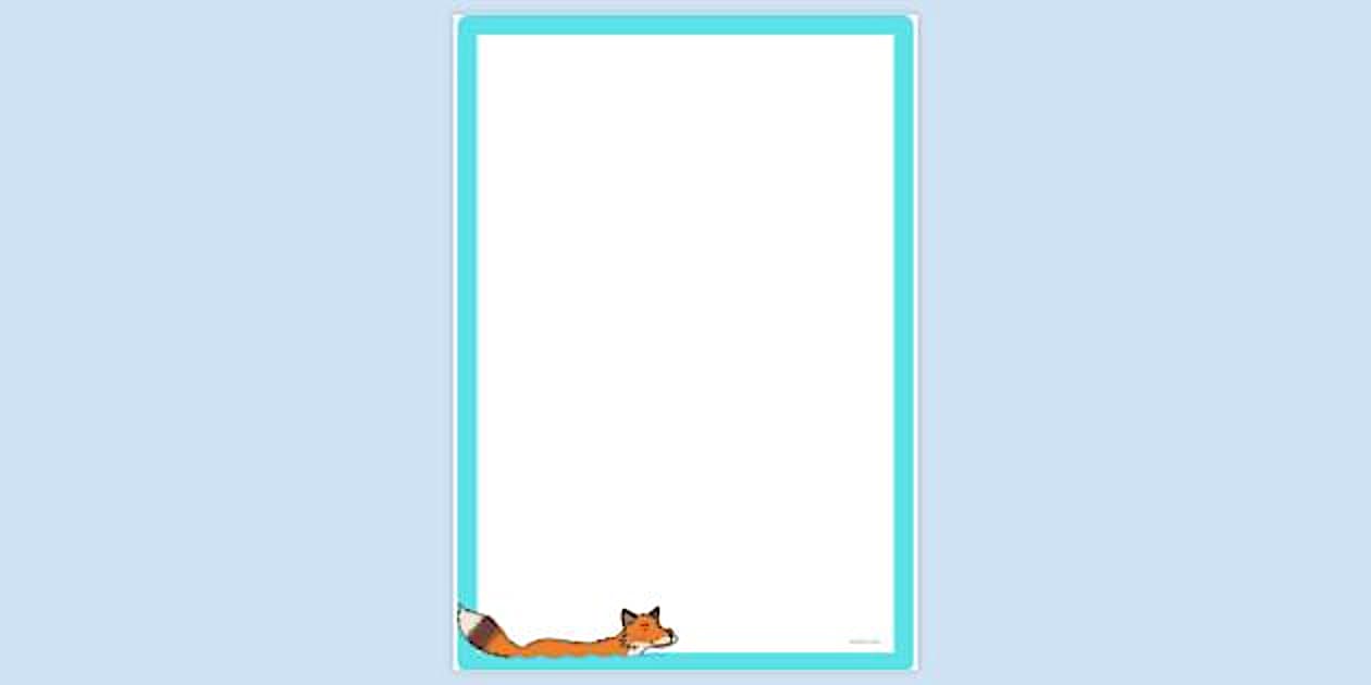 Simple Blank Swimming Fox Page Border |Page Borders| Twinkl
