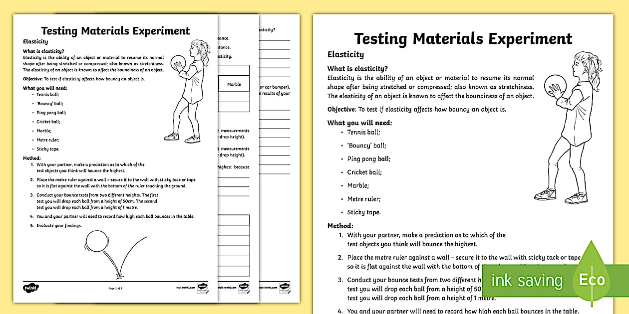 Testing Materials Elasticity Experiment Activity - Twinkl