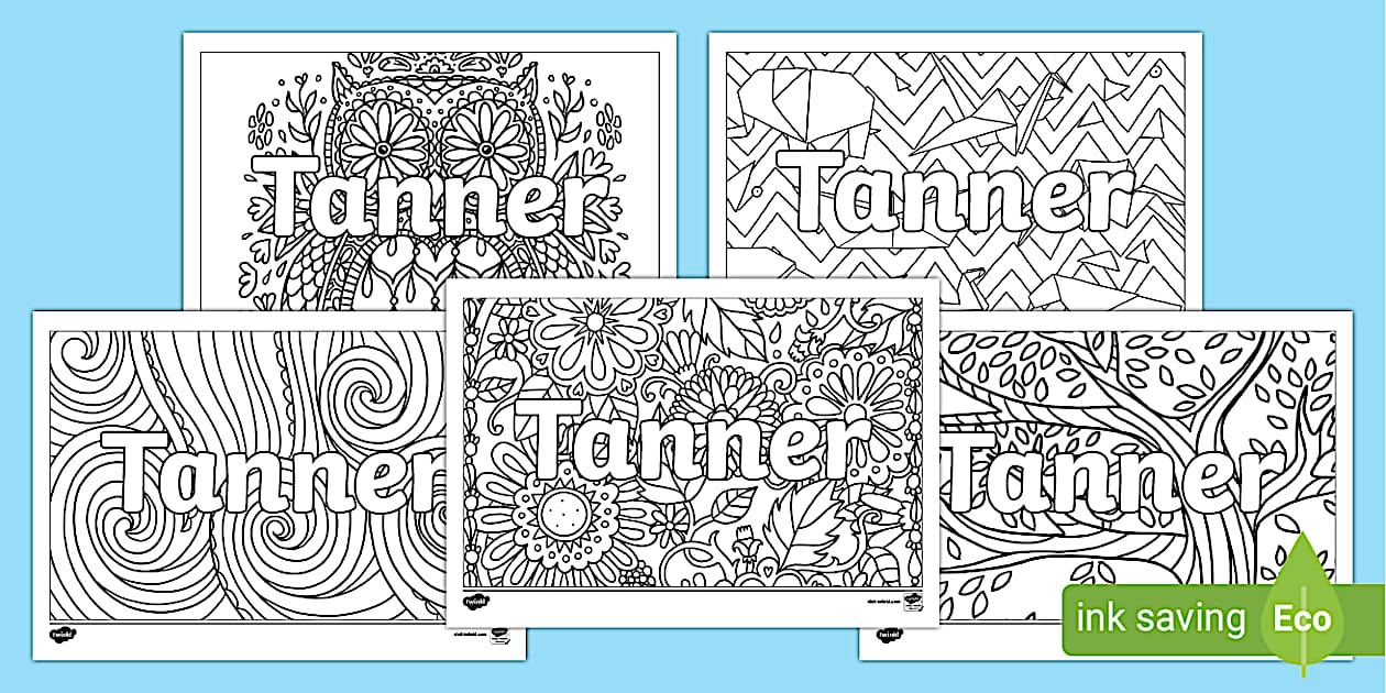 Tanner Mindfulness Name Colouring Activity | Twinkl | KS1