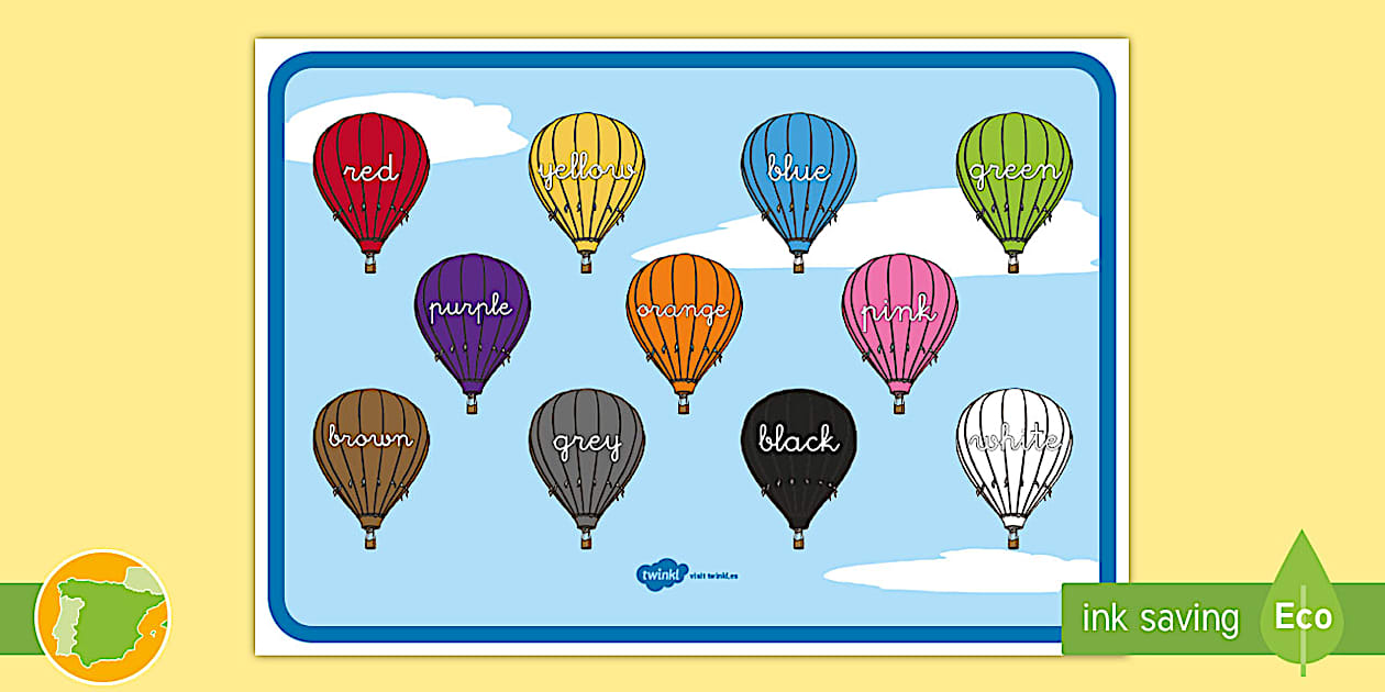 Poster: los colores en inglés - Twinkl