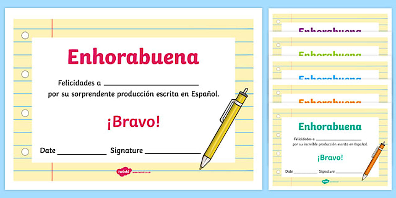 Editable Spanish End of Year Written Work Award Certificate Spanish ...