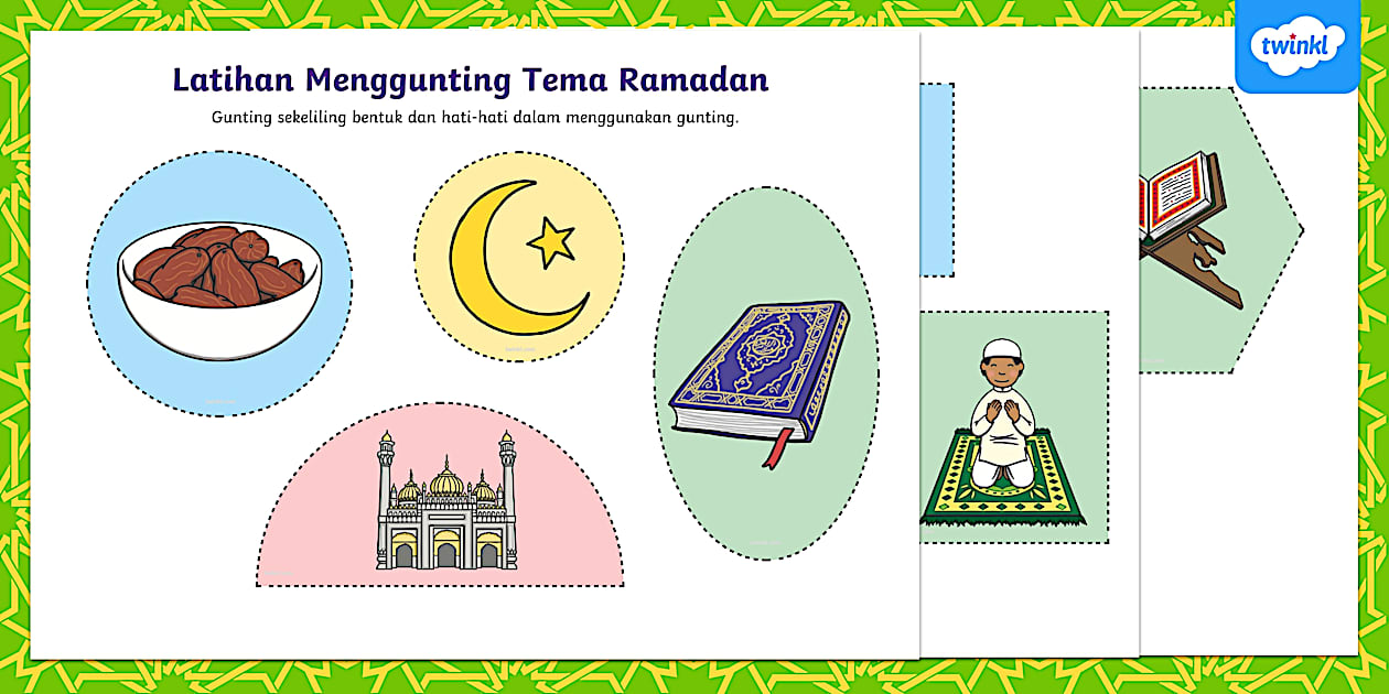 Latihan Menggunting Tema Ramadan (teacher made) - Twinkl