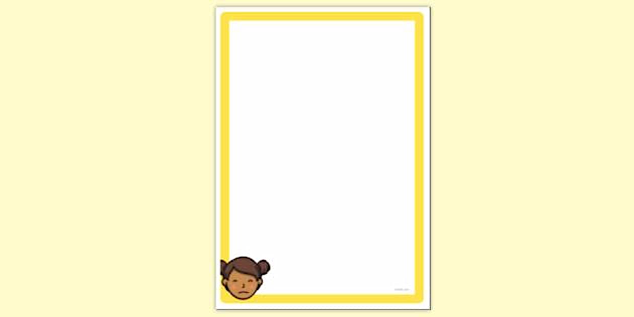 Simple Blank Child Sad Face Page Border | Page Borders | Twinkl