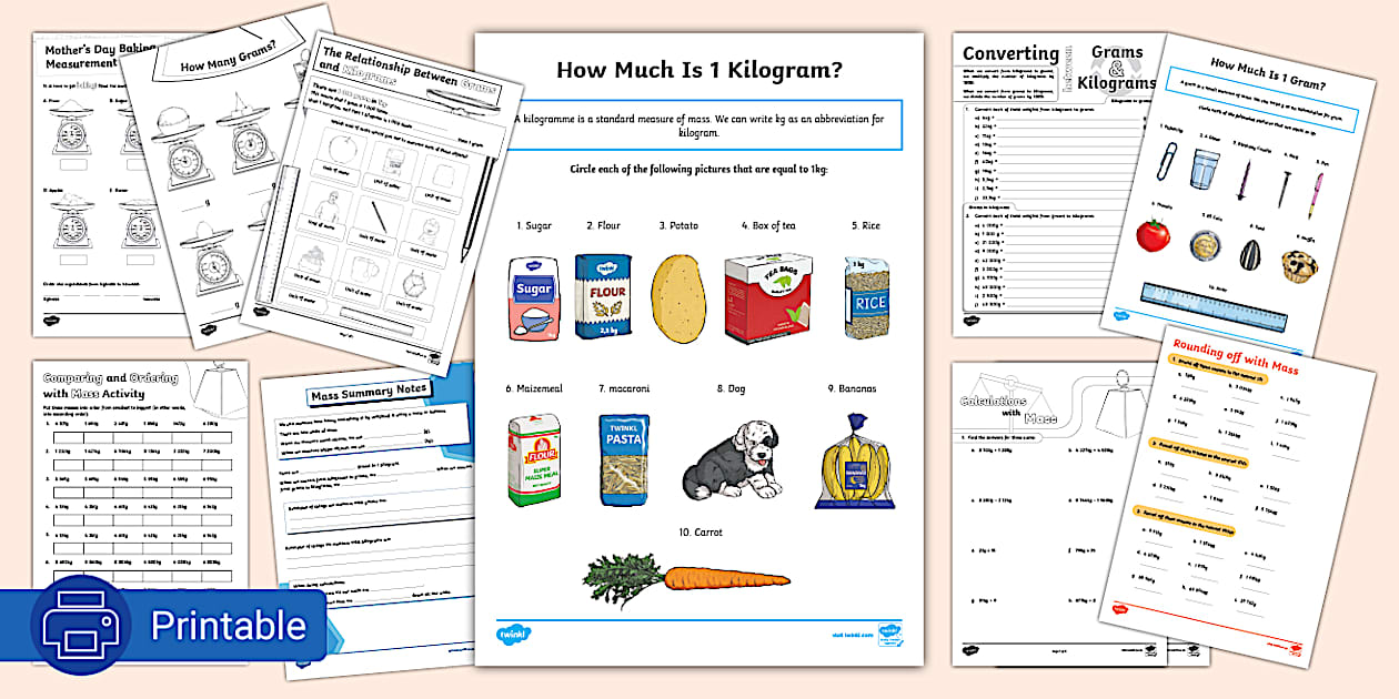 Grade 4 Maths: Mass Activity Sheet (teacher made) - Twinkl