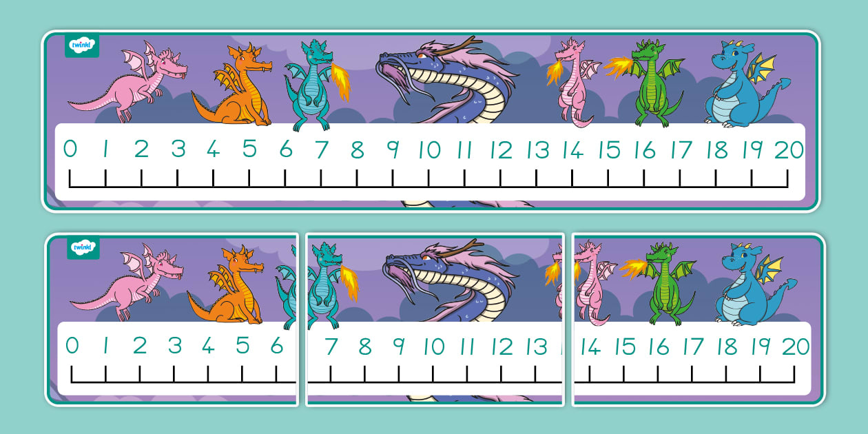 Dragon Themed Numbers 0 – 20 Display Banner - Twinkl