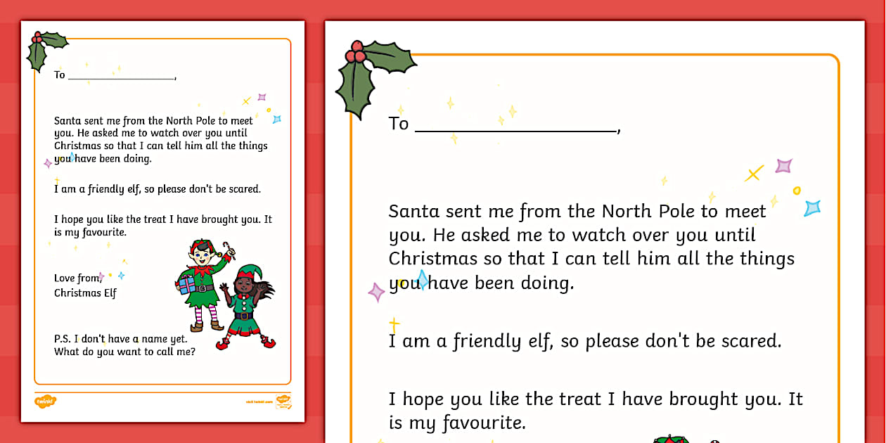EYFS Christmas Elf Arrival Letter - Twinkl