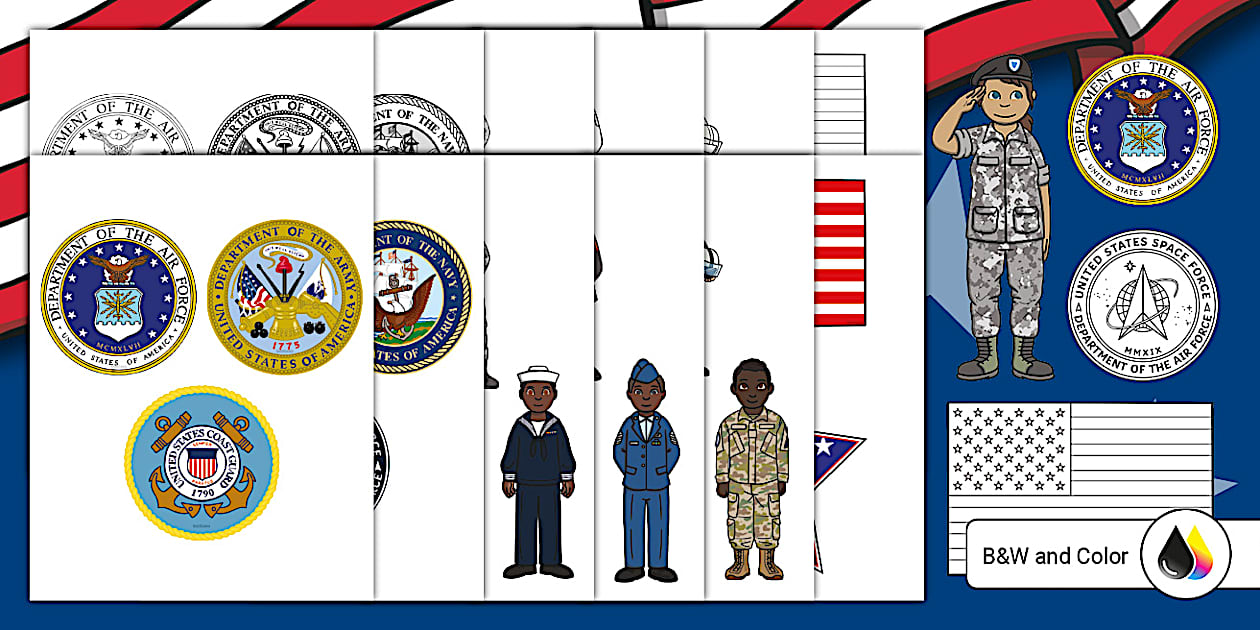 Colorful Veterans Day Cutouts for PreK | Twinkl USA - Twinkl