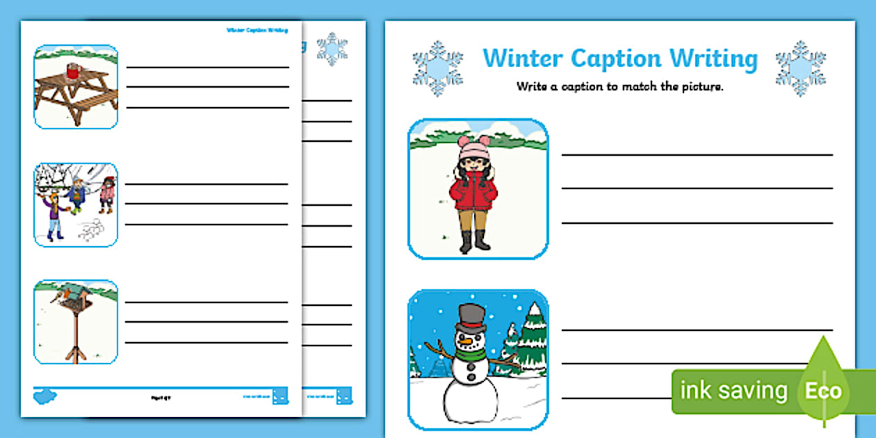 Editable Winter Caption Writing Activity (teacher made)