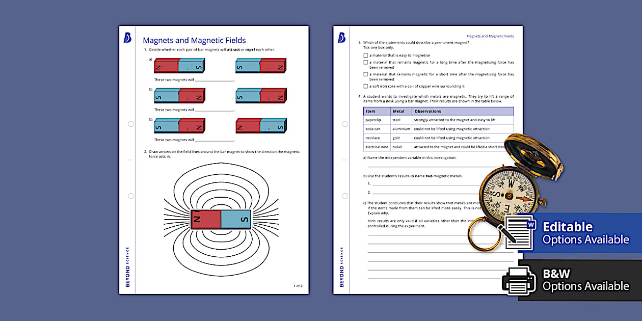 KS3 Magnetic Force and Magnetism Worksheet (Teacher-Made)