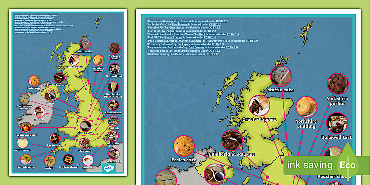 England Food Map Display Poster (teacher made) - Twinkl