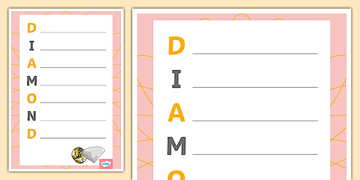 Diamond Acrostic Poem Template (teacher made) - Twinkl