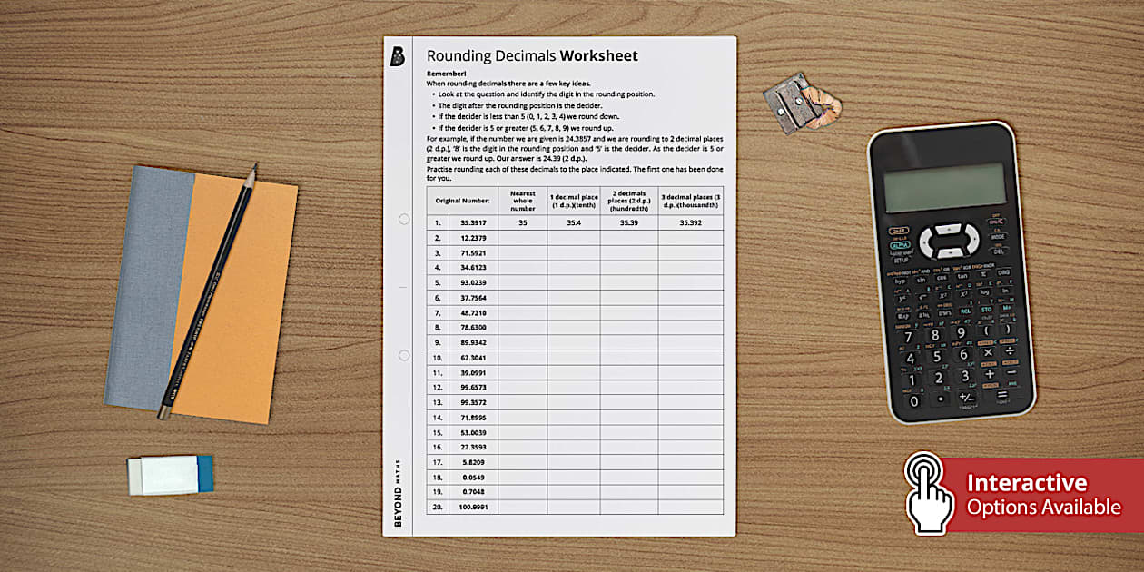 Rounding Decimals Worksheet (teacher made) - Twinkl