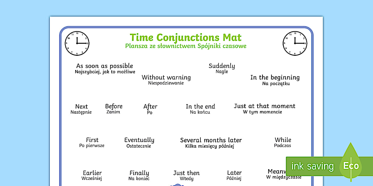 Time Conjunctions Mat Polish Translation - Time Connectives Mat