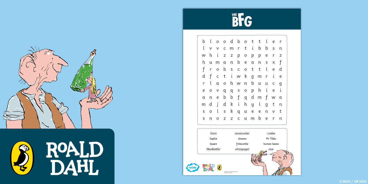 FREE! - The BFG Word Search | Roald Dahl | Twinkl Reading Resources