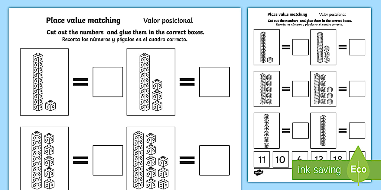 Place Value Tens and Ones Cut and Stick Worksheet / Worksheet English ...