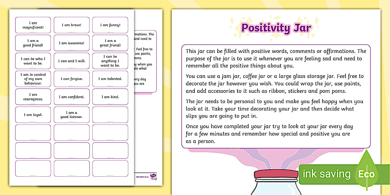 Positivity Jar Year 0-2 (teacher made) - Twinkl