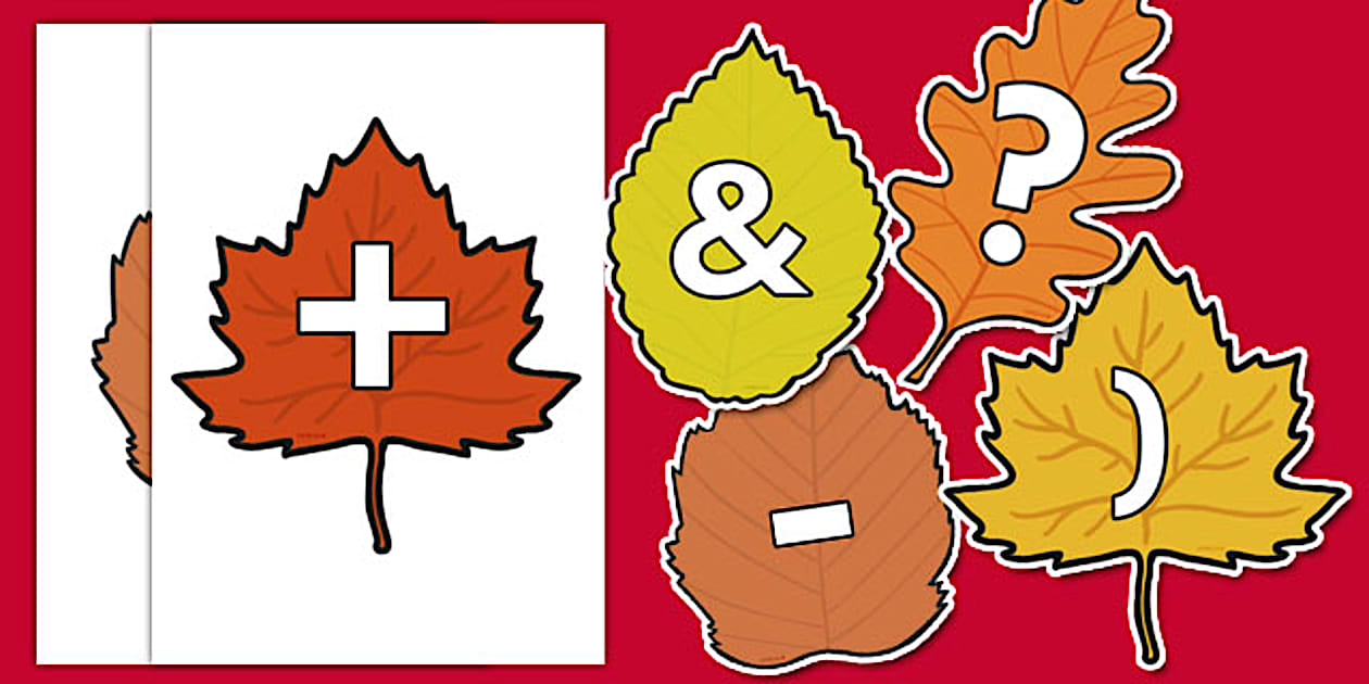 Symbols on Autumn Leaves (teacher made) - Twinkl