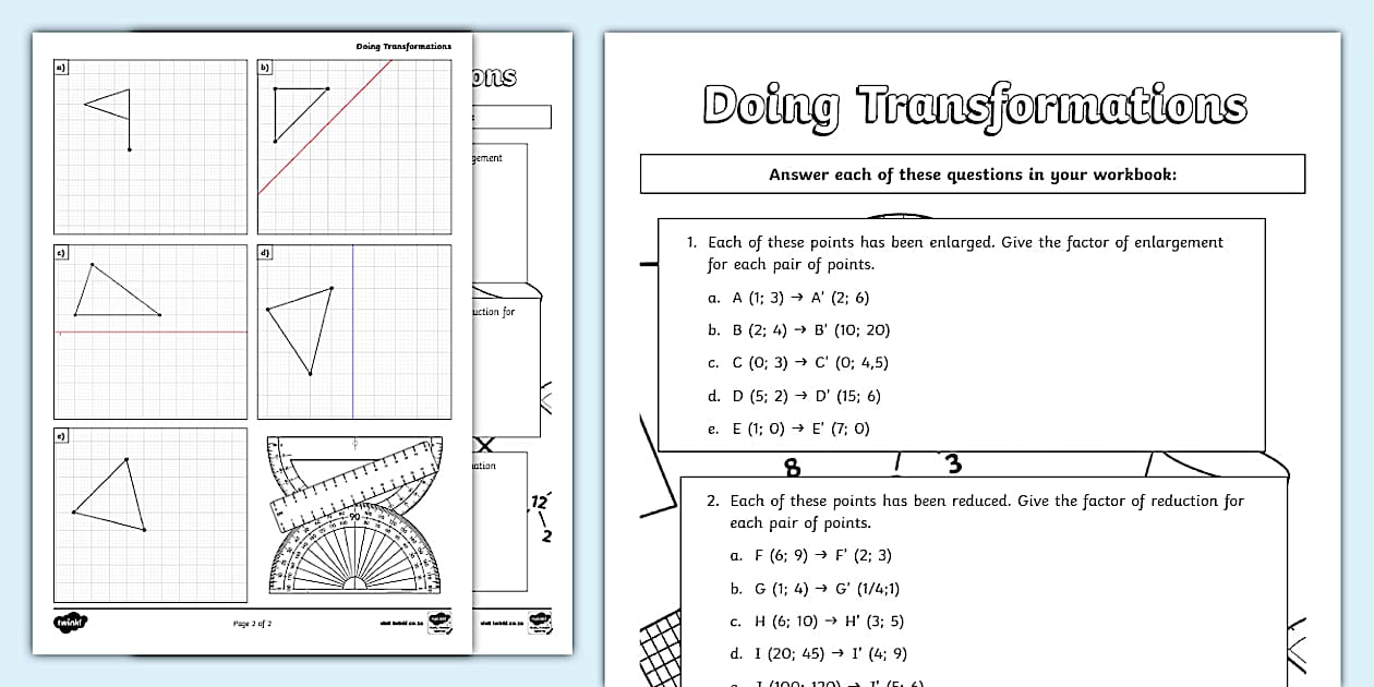 Doing Transformations Activity Sheet (teacher made) - Twinkl