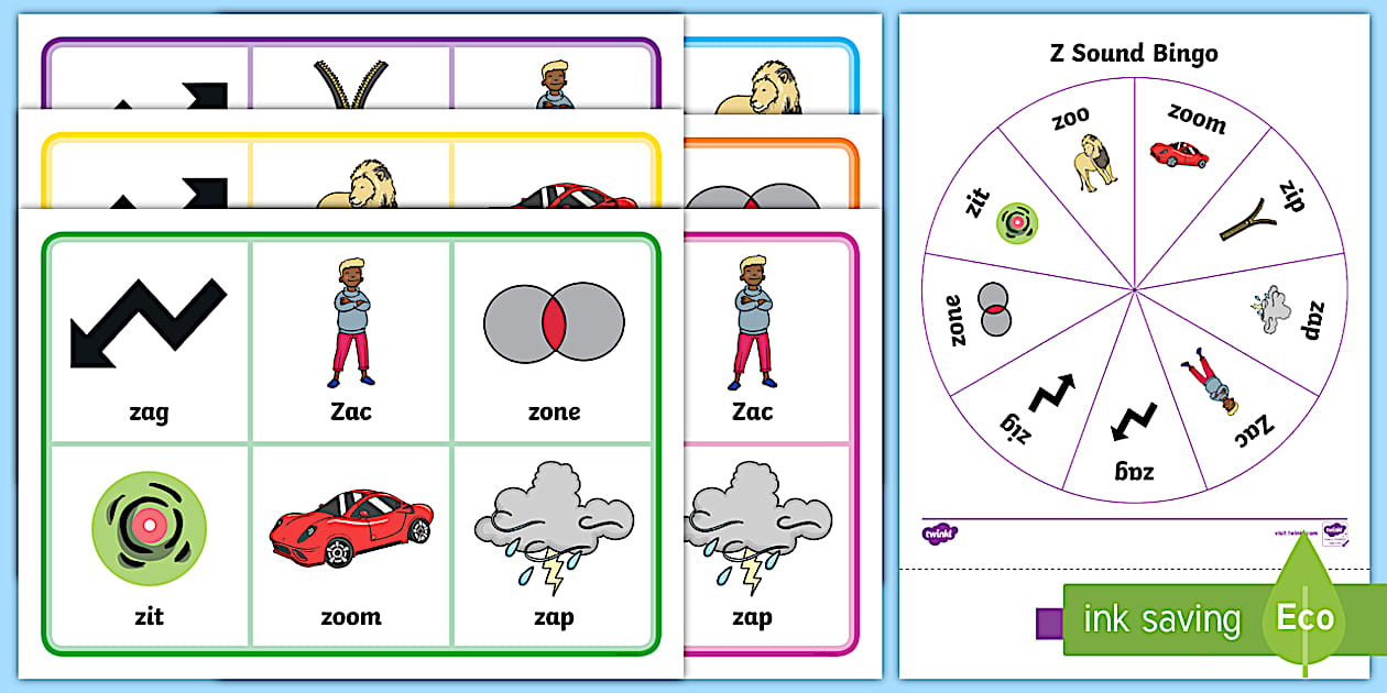 QLD z Sound Bingo Game with Spinner (Teacher-Made) - Twinkl