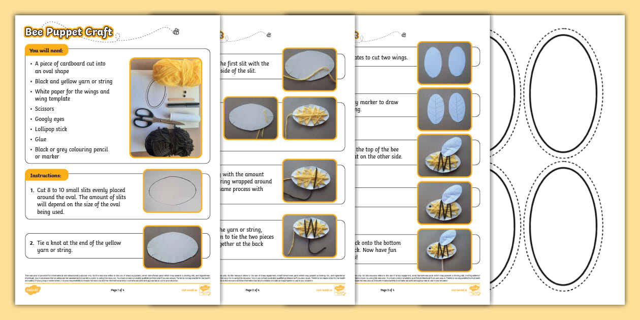 Bee Puppet Craft (Teacher-Made) - Twinkl